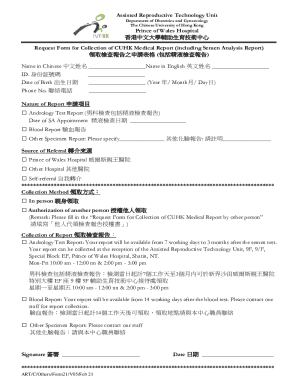 Fillable Online Request Form for Collection of CUHK Medical Report ...