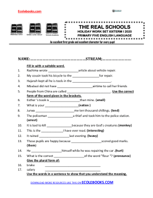 Fillable Online YUDESI PRIMARY SCHOOL P. 5 ENGLISH LESSON NOTES Fax ...