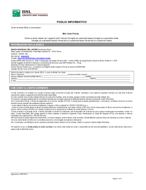Compilabile Online BNL Conto Priority Family - FOGLIO INFORMATIVO Fax Email Stampa - pdfFiller
