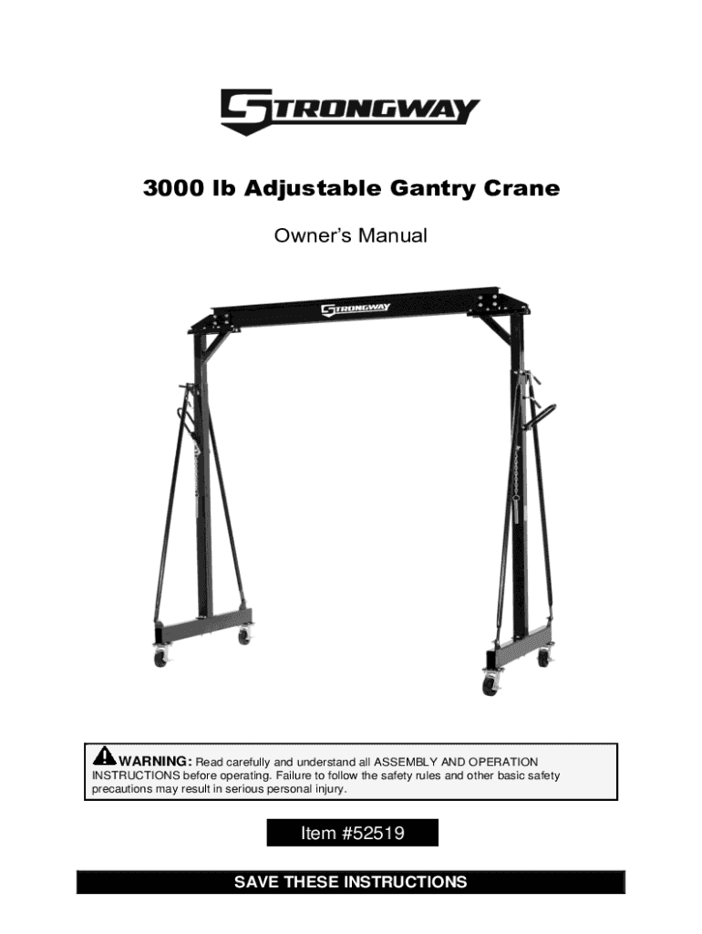 Fillable Online Tri-Adjustable Gantry Operating, Adjustment, Inspection ...