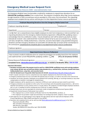 Fillable Online Emergency Medical Leave Request Form Fax Email Print ...