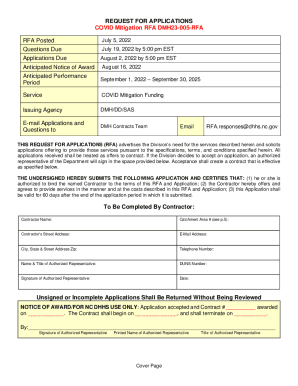 Fillable Online REQUEST FOR APPLICATIONS - COVID Mitigation RFA DMH23 ...