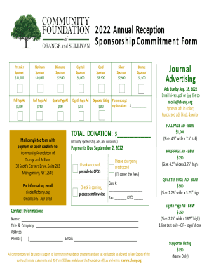 Fillable Online 2022 Annual Reception Sponsorship Commitment Form Fax Email Print - pdfFiller
