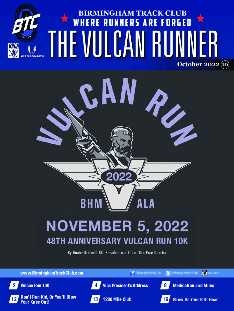 Fillable Online 48TH ANNIVERSARY VULCAN RUN 10K Fax Email Print - pdfFiller