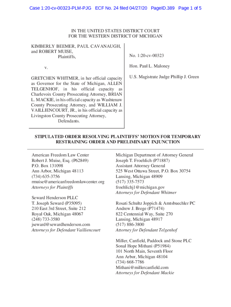 Fillable Online Case 1:20-cv-00323-PLM-PJG ECF No Fax Email Print - pdfFiller