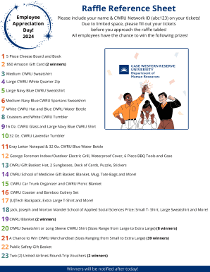 Fillable Online Raffle Reference Sheet Fax Email Print - pdfFiller