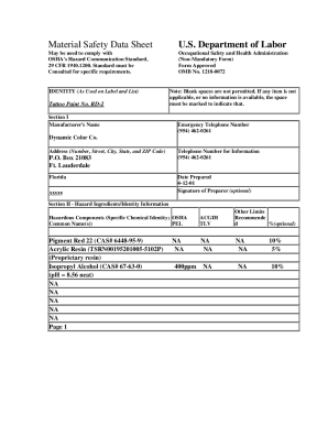 Fillable Online The Safety Data Sheet (SDS) FAQ: Introduction Fax Email ...
