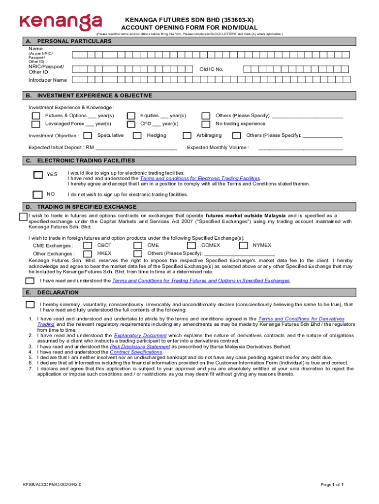 Fillable Online Account Opening Form-INDIVIDUAL -R2 - Online V8 Fax ...