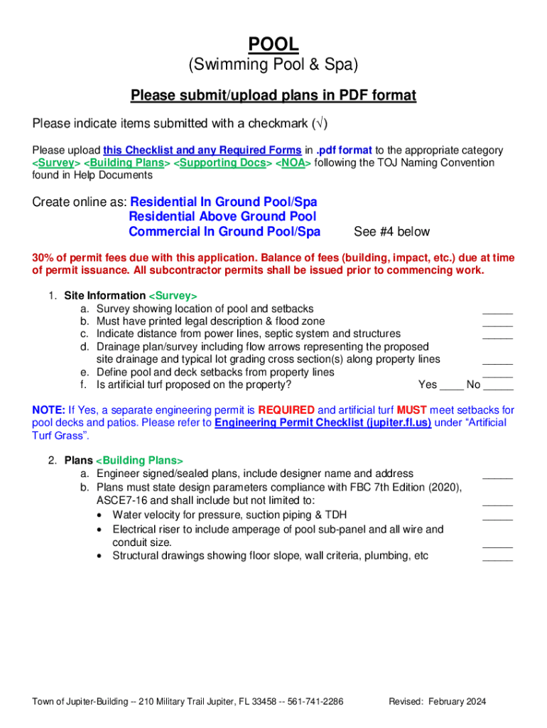 Fillable Online In Ground Swimming Pools Building Permit Application ...