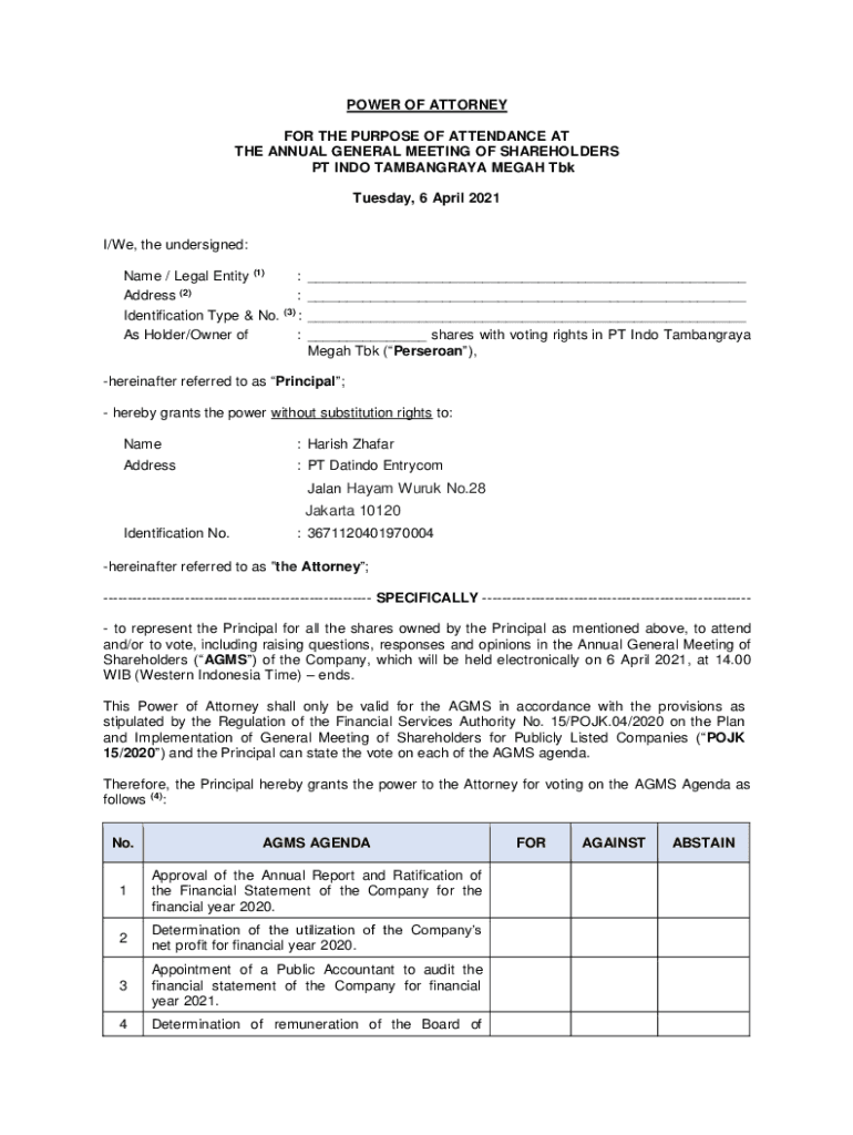 Fillable Online itmg co PT Indo Tambangraya Megah Tbk : AGMS ...