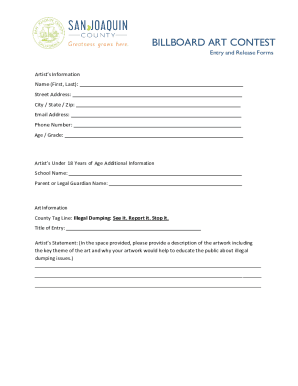 Fillable Online Billboard Art Project Call for ArtistsArtist ...