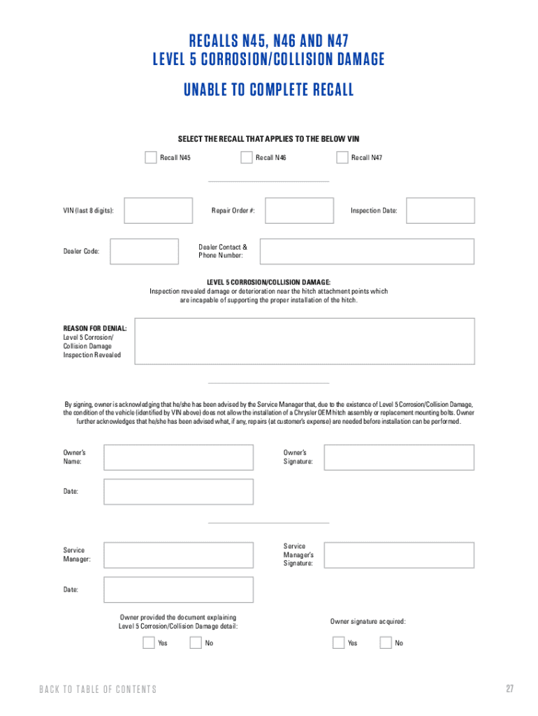 Fillable Online CUSTOMER SATISFACTION NOTIFICATION N46 REAR ... Fax ...
