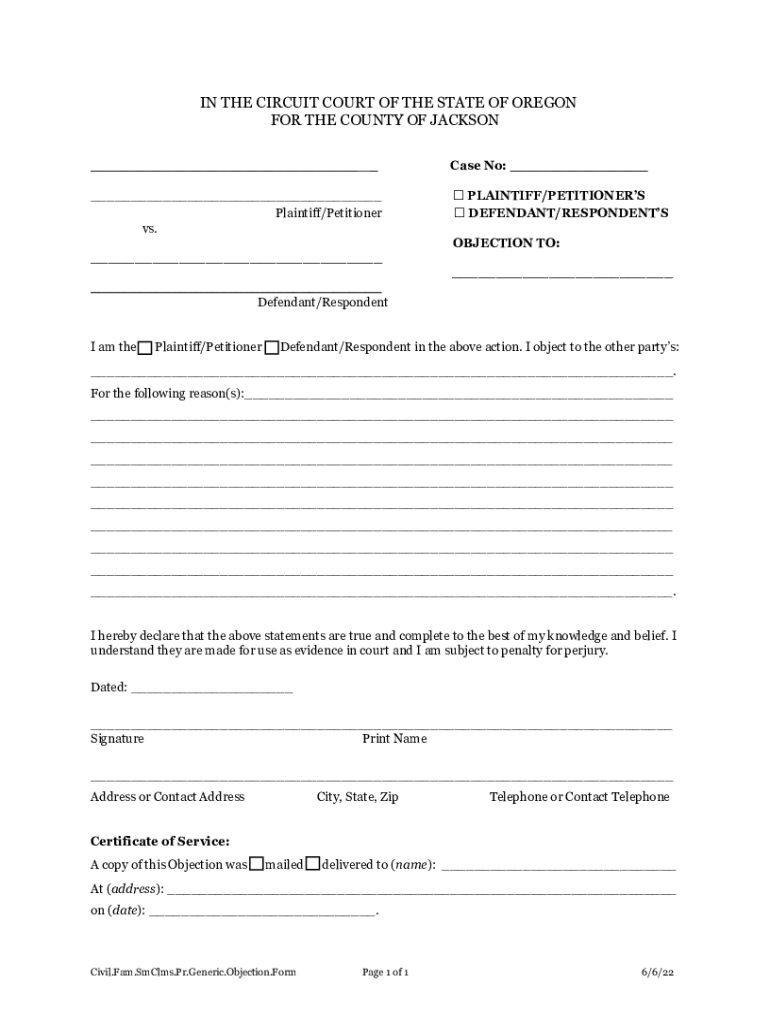 Fillable Online Generic Motion and Order Forms Jackson County Circuit ...