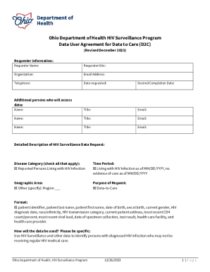 Fillable Online odh ohio AIDS/HIV Statistics Request Form Fax Email ...