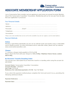Fillable Online I am a Conservative Party member and am applying to ...