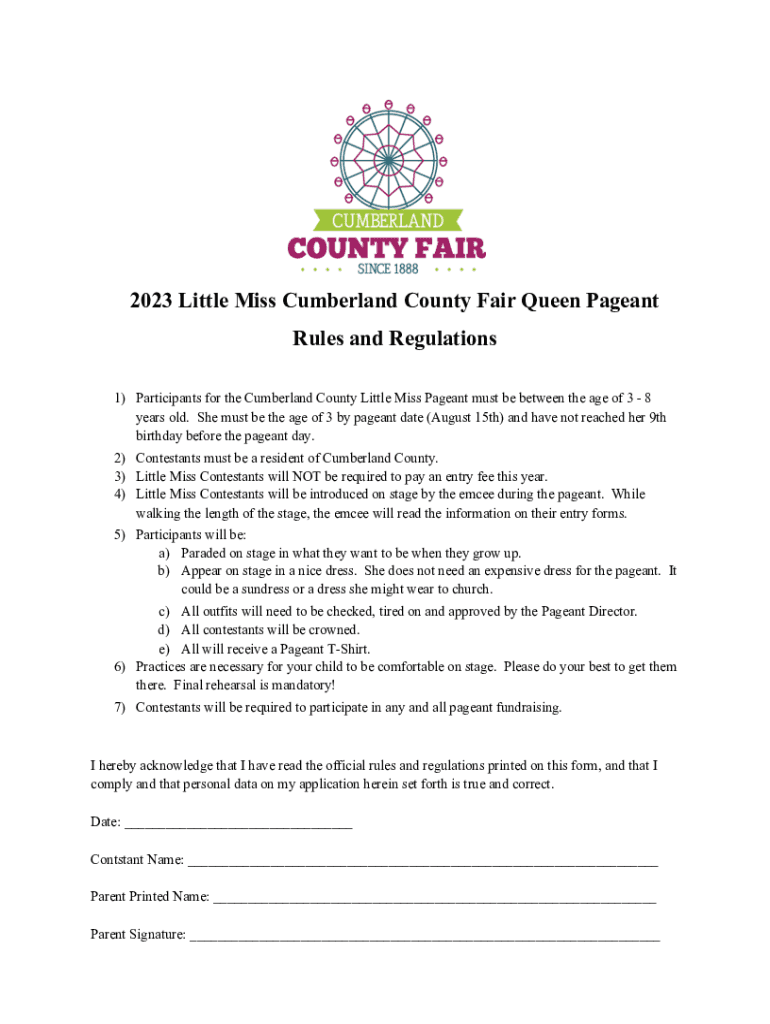 Fillable Online BEAUTY PAGEANTS & CONTEST Entry forms can be picked ...