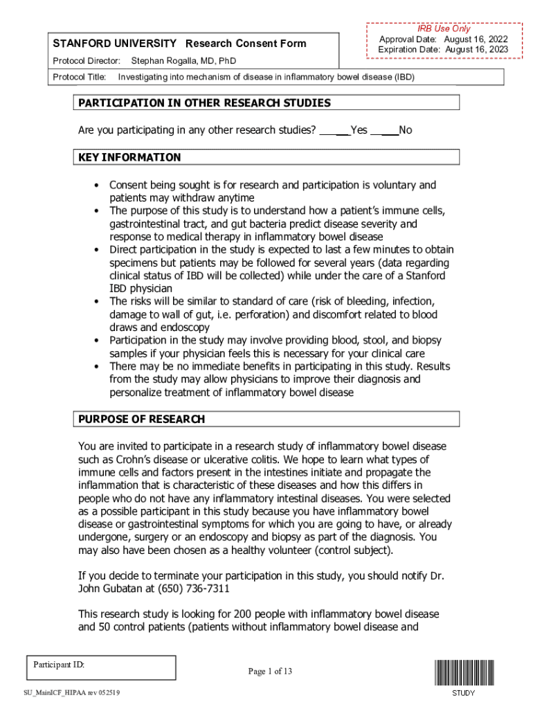 Fillable Online STANFORD SAMPLE CONSENT FORM - NET Fax Email Print - pdfFiller
