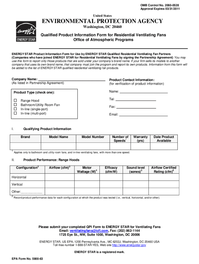 Fillable Online Qualified Product Information Form for Residential ...