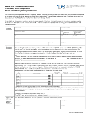 Fillable Online Fillable Online Salary Reduction Agreement - 403b Form Fax Email Print - pdfFiller