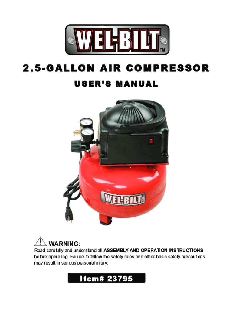 Fillable Online 2.5-GALLON AIR COMPRESSOR Fax Email Print - pdfFiller