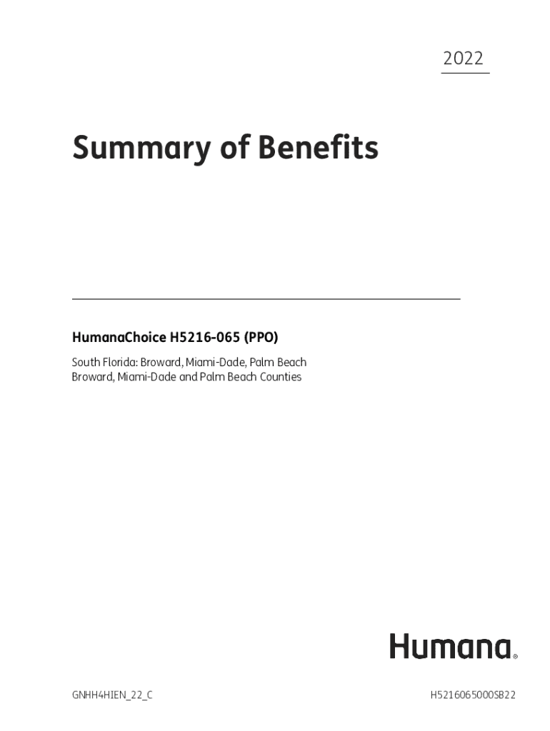Fillable Online Your 2022 Summary of Benefits- HumanaChoice H5216-065 ...