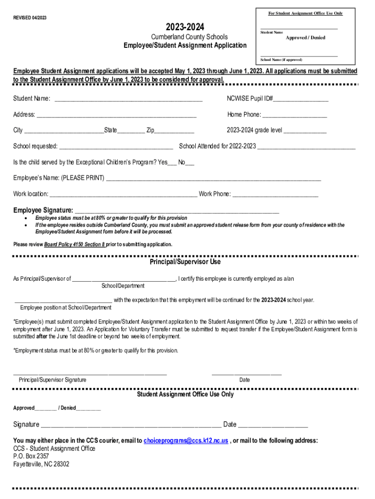 Fillable Online CCS - Student Enrollment & Choice Programs Fax Email ...