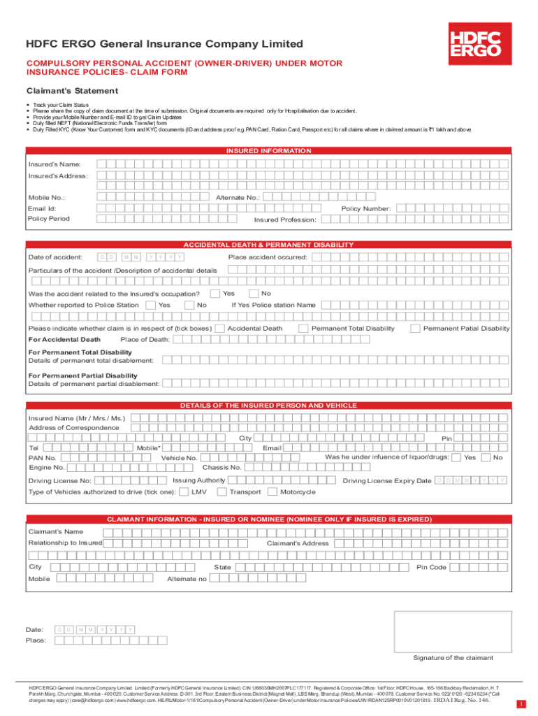 Fillable Online Personal Accident - PA Claim Form.cdr Fax Email Print ...