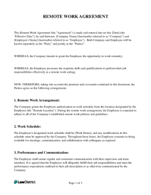 Fillable Online remote-work-agreement-template Fax Email Print - pdfFiller