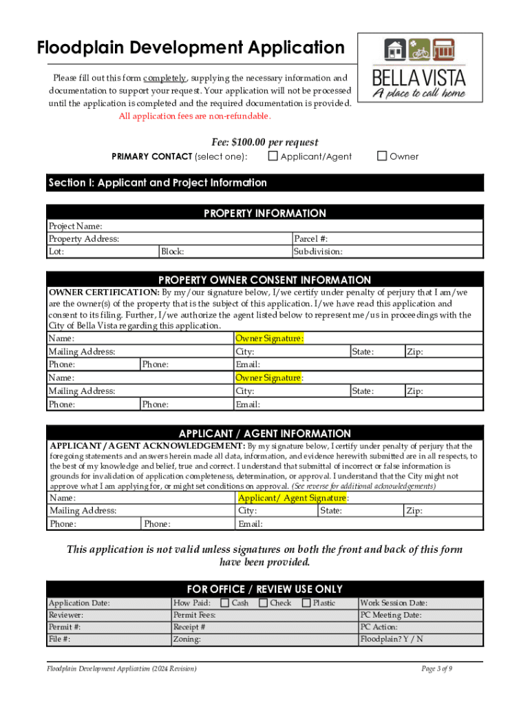 Fillable Online Floodplain Development Application Checklist Fax Email ...