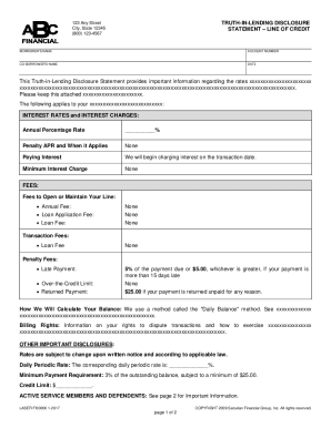 Fillable Online SAMPLE TRUTH-IN-LENDING DISCLOSURE ... Fax Email Print ...