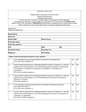 Fillable Online Caplyta (lumateperone) - Prior Authorization/Medical ...