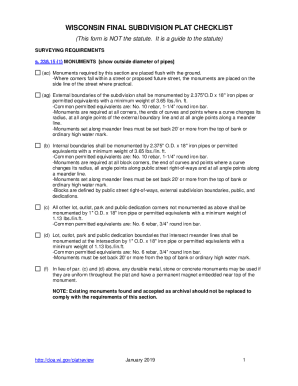 Fillable Online WISCONSIN FINAL SUBDIVISION PLAT CHECKLIST Fax Email ...