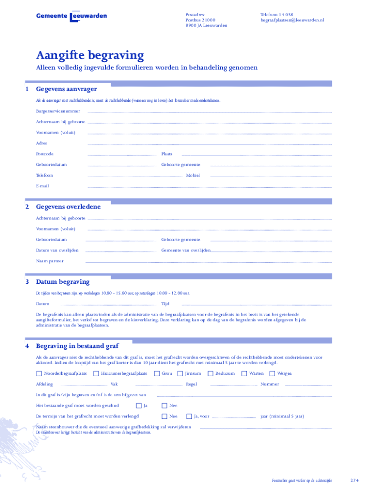 Invulbaar Online Aangifteformulier - Aangifteportaal.nl Faxnummer Email ...