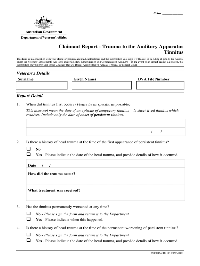Fillable Online Whole Person Impairment NIHL assessment report template ...