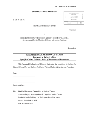 Fillable Online AMENDED DECLARATION OF CLAIM Pursuant to Rule 41 ...