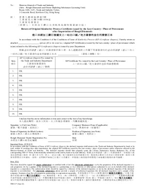 Fillable Online Return of Original Kimberley Process Certificate issued by the Last Country ...