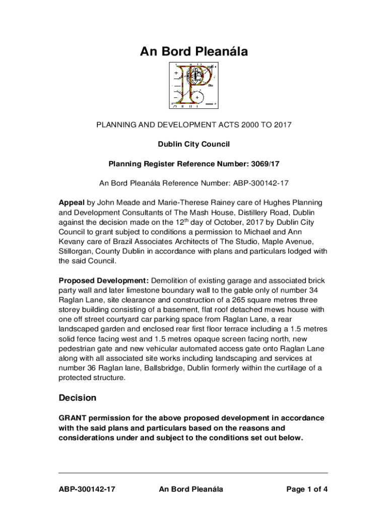 Fillable Online Planning Register Reference Number: 3069/17 Fax Email ...