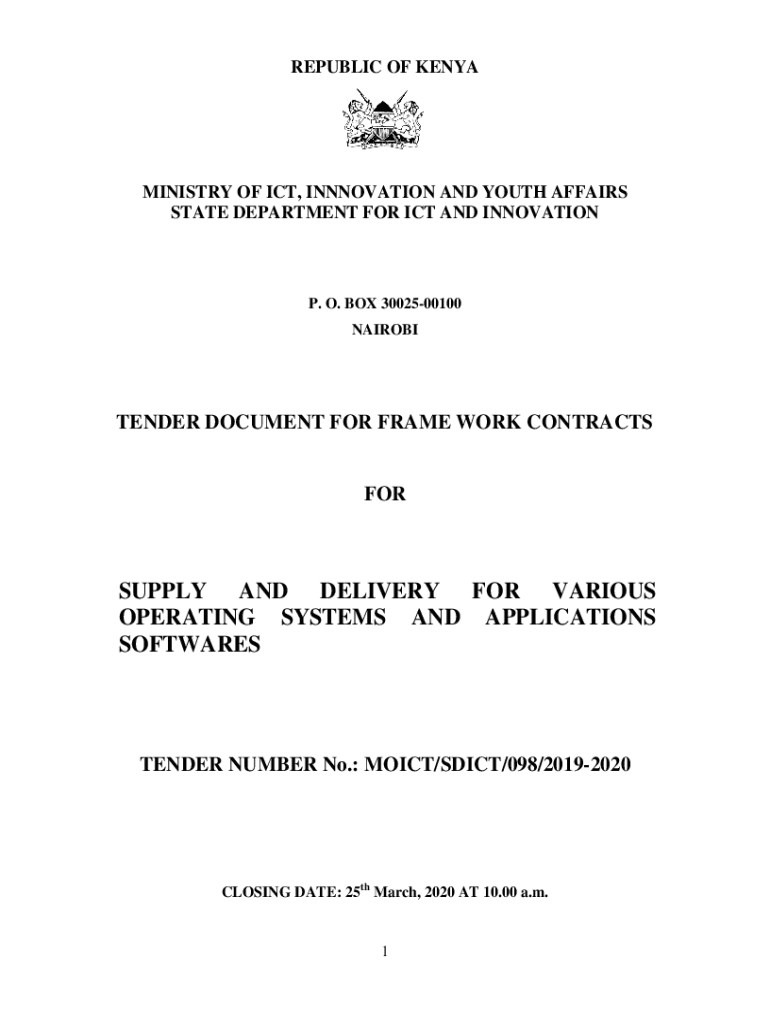 Fillable Online Tender Document on Framework Contract on Supply and ... Fax Email Print - pdfFiller