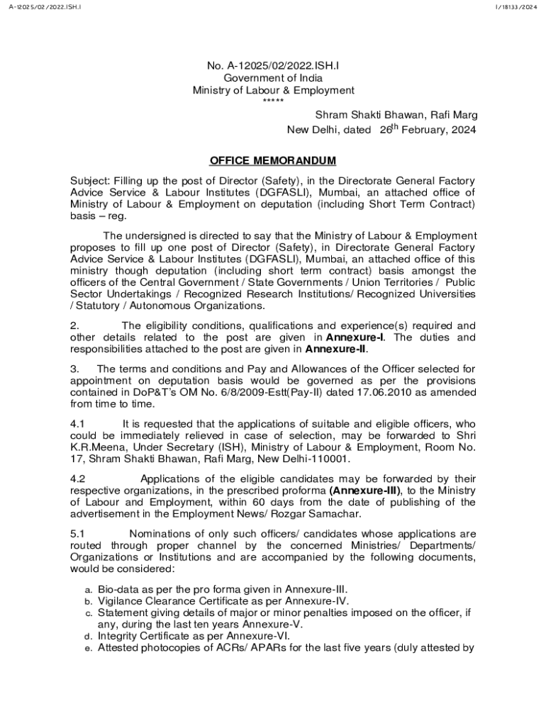 Fillable Online Shram Shakti Bhawan, Rafi Marg Fax Email Print - pdfFiller