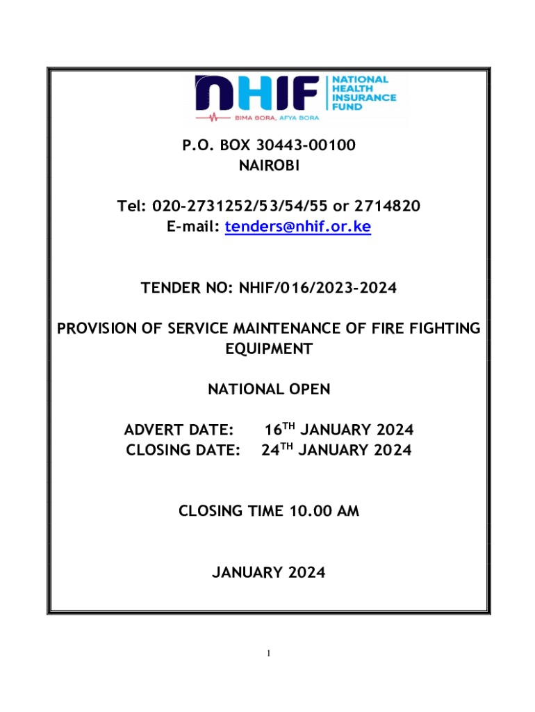 Fillable Online PROVISION OF SERVICE MAINTENANCE OF FIRE FIGHTING Fax ...