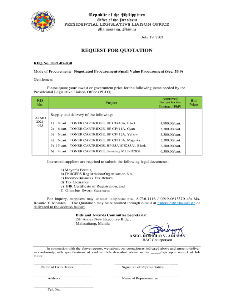 Fillable Online 2021 Request for Quotation Fax Email Print - pdfFiller