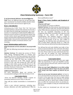 Fillable Online Form CRS ("Customer Relationship Summary") Fax Email ...