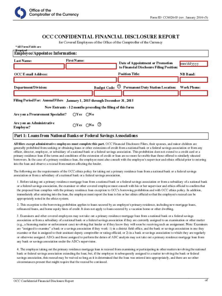 Fillable Online OCC Financial Disclosure Form Fax Email Print - pdfFiller