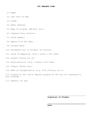 Fillable Online TDY REQUEST FORM Fax Email Print - pdfFiller