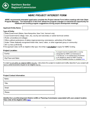 Fillable Online nbrc project interest form Fax Email Print - pdfFiller
