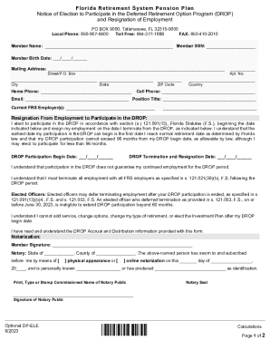 Fillable Online DROP Forms / Forms / Retirement / Workforce Operations ...