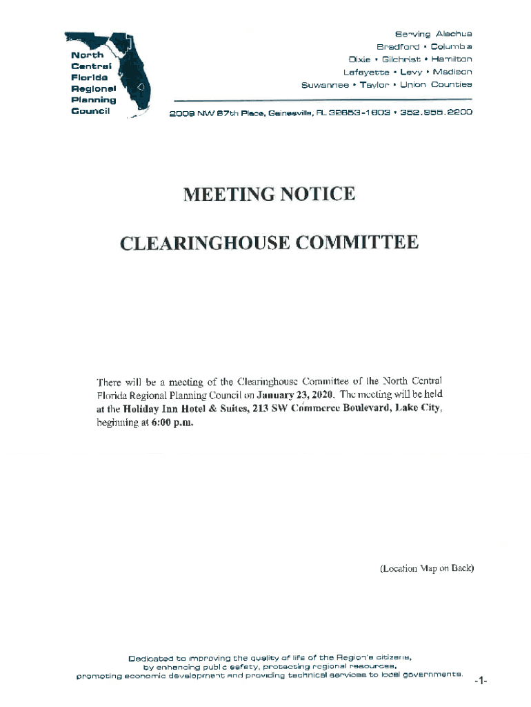 Fillable Online Regional Planning Councils, North Central Florida ...