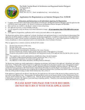 Fillable Online Registered Interior Designer Forms/InformationNC ...
