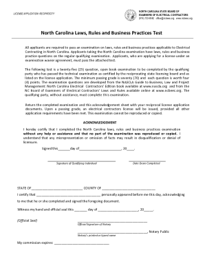 Fillable Online NCBEEC - NC State Board of Examiners of Electrical ...