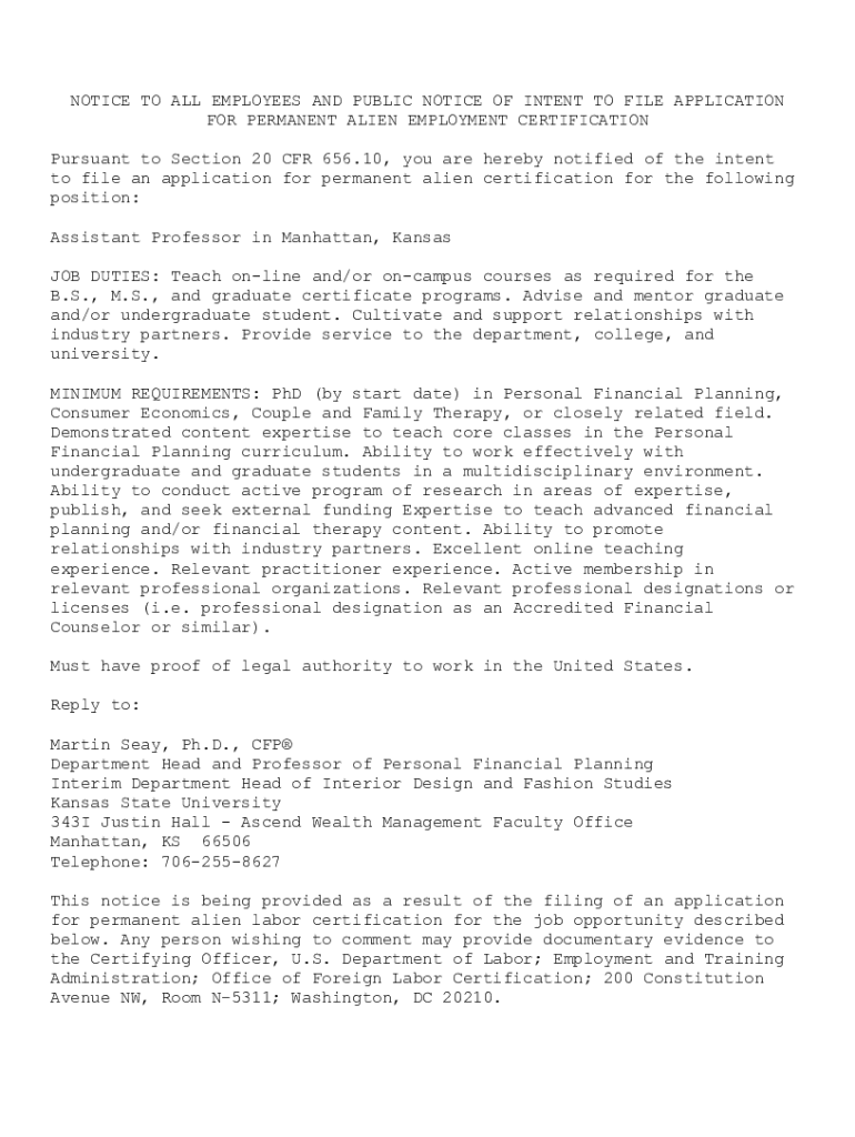 Fillable Online NOTICE TO ALL EMPLOYEES AND PUBLIC NOTICE OF INTENT TO ...